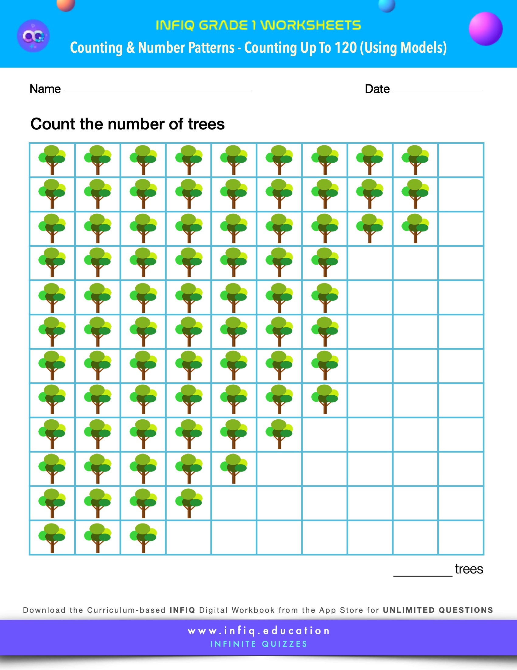 INFIQ | GRADE 1 Math Worksheets- Counting and Number Patterns ...