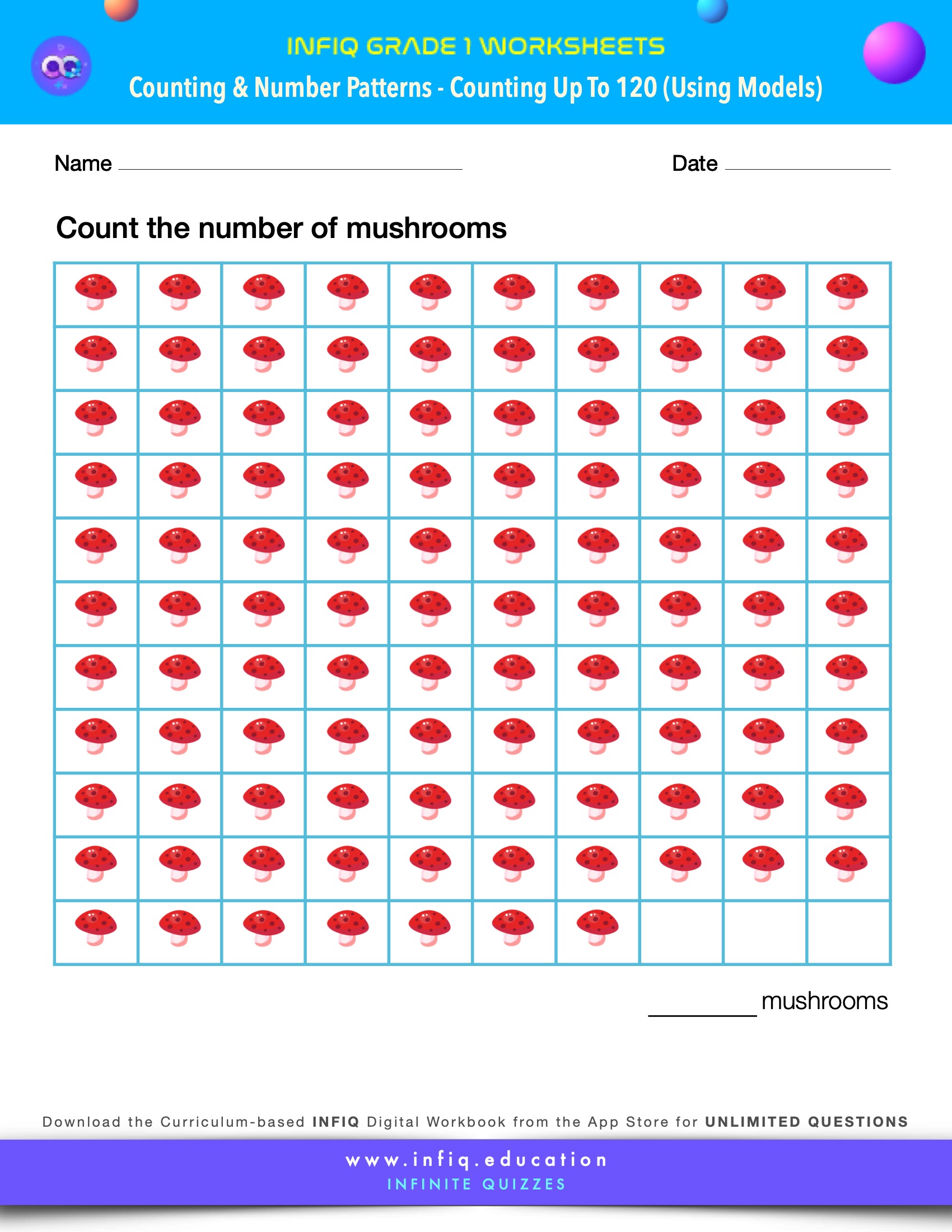 INFIQ | GRADE 1 Math Worksheets- Counting and Number Patterns ...