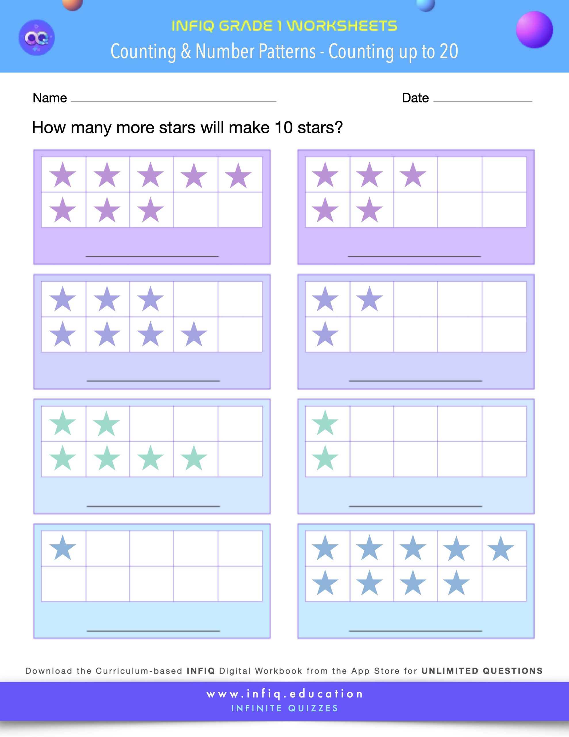 INFIQ | GRADE 1 Math Worksheets- Counting and Number Patterns ...