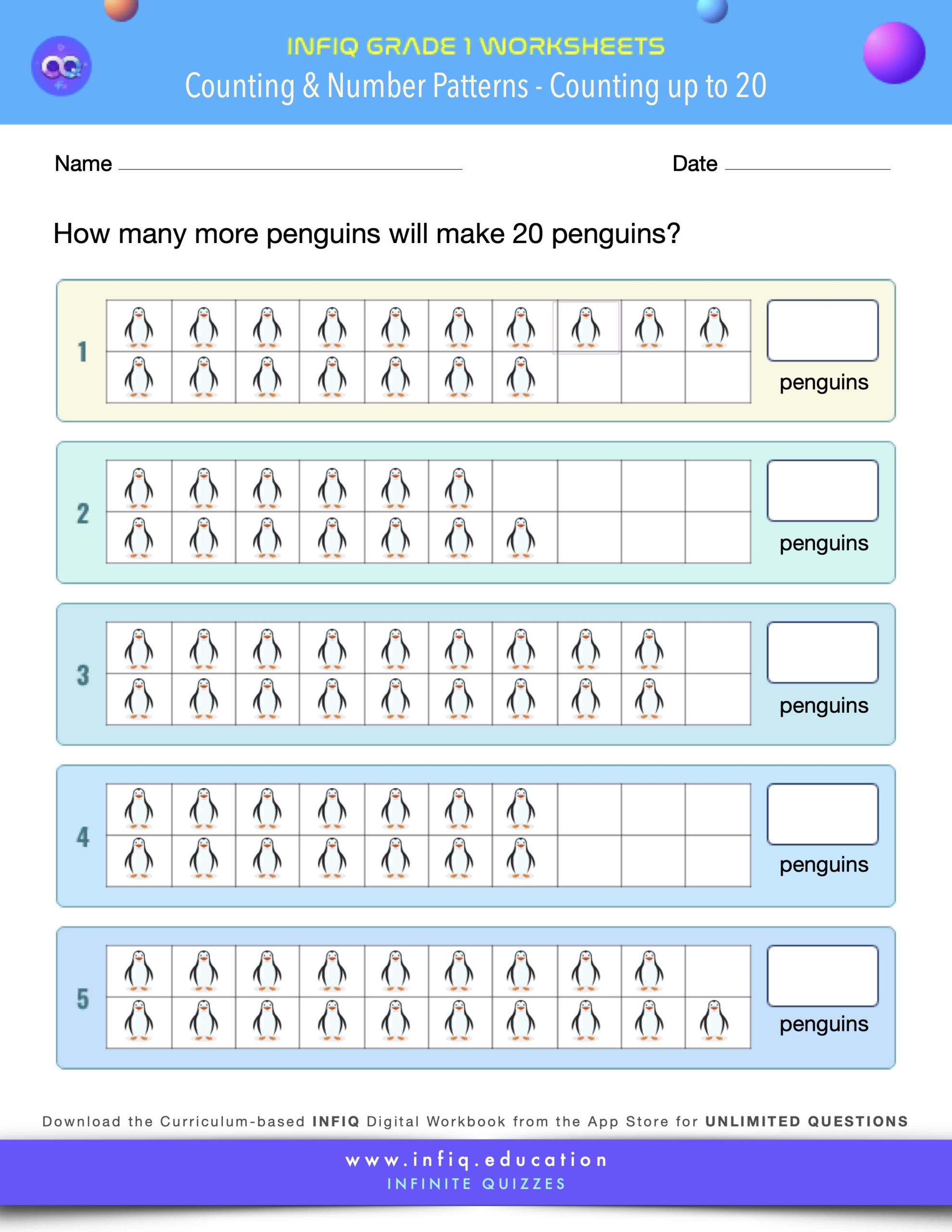 INFIQ | GRADE 1 Math Worksheets- Counting and Number Patterns ...