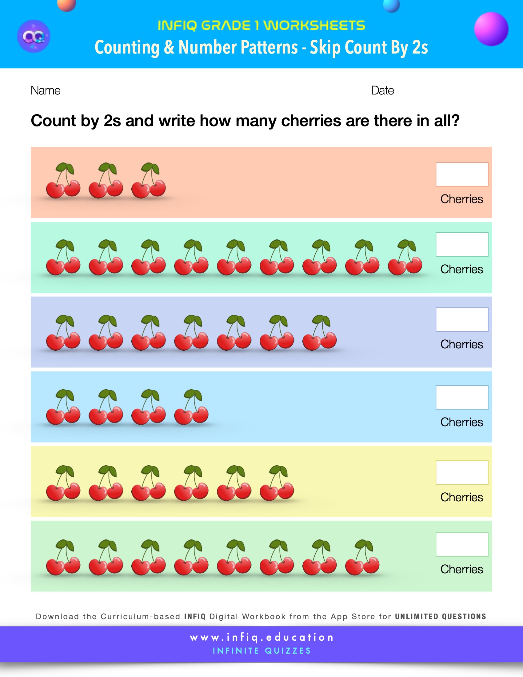 INFIQ | GRADE 1 Math Worksheets- Counting and Number Patterns - Skip ...