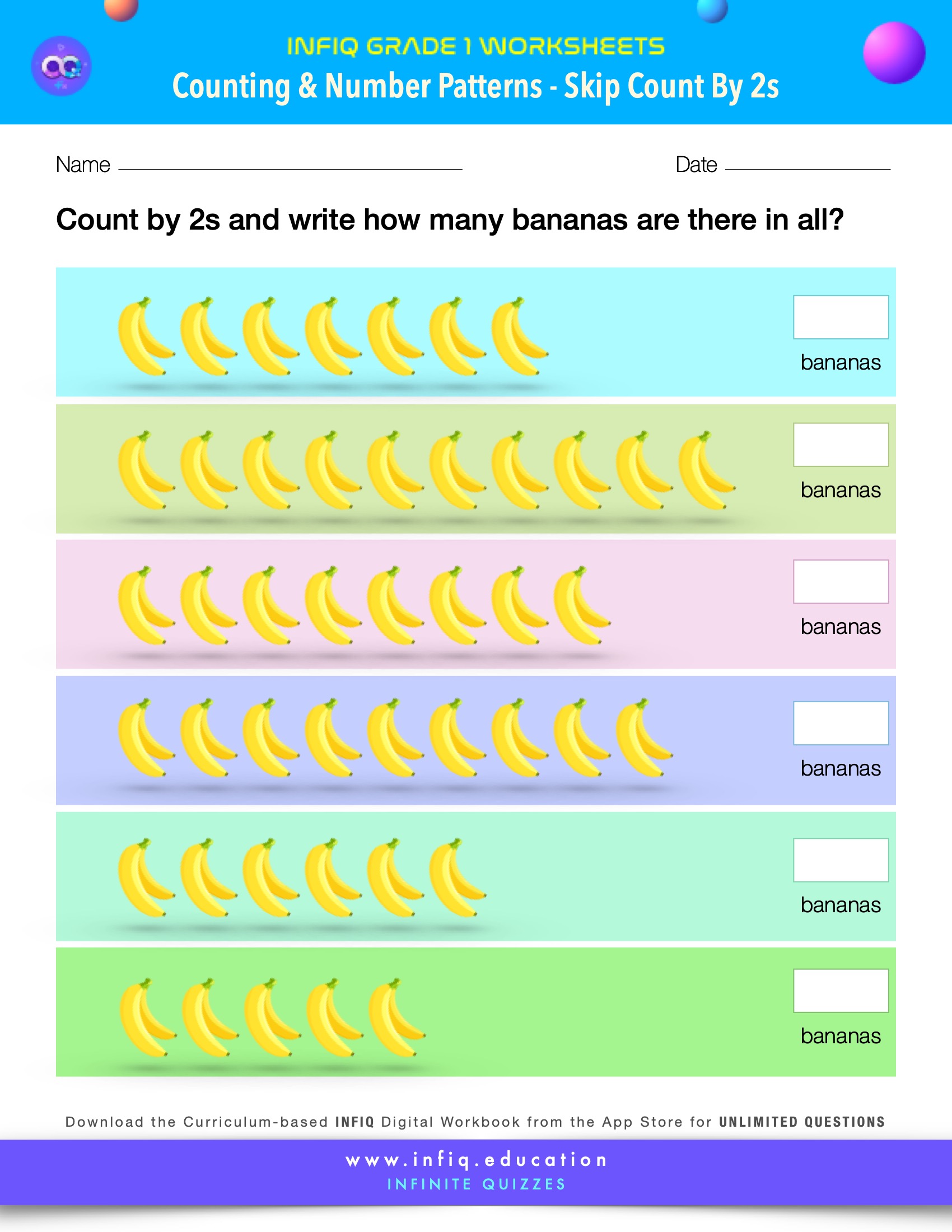 INFIQ | GRADE 1 Math Worksheets- Counting and Number Patterns - Skip ...