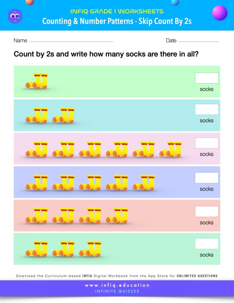 INFIQ | GRADE 1 Math Worksheets- Counting and Number Patterns - Skip ...