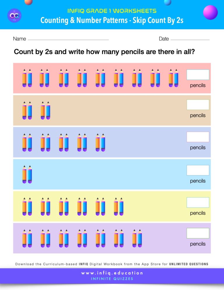 INFIQ | GRADE 1 Math Worksheets- Counting and Number Patterns - Skip ...