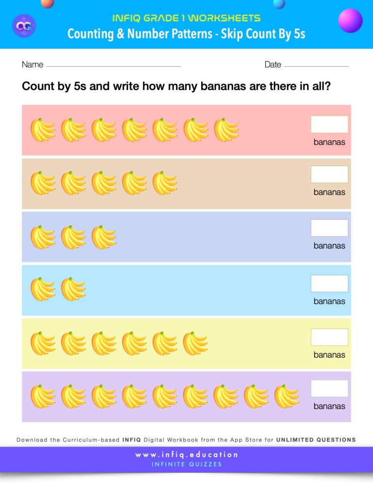 INFIQ | GRADE 1 Math Worksheets- Counting and Number Patterns - Skip ...