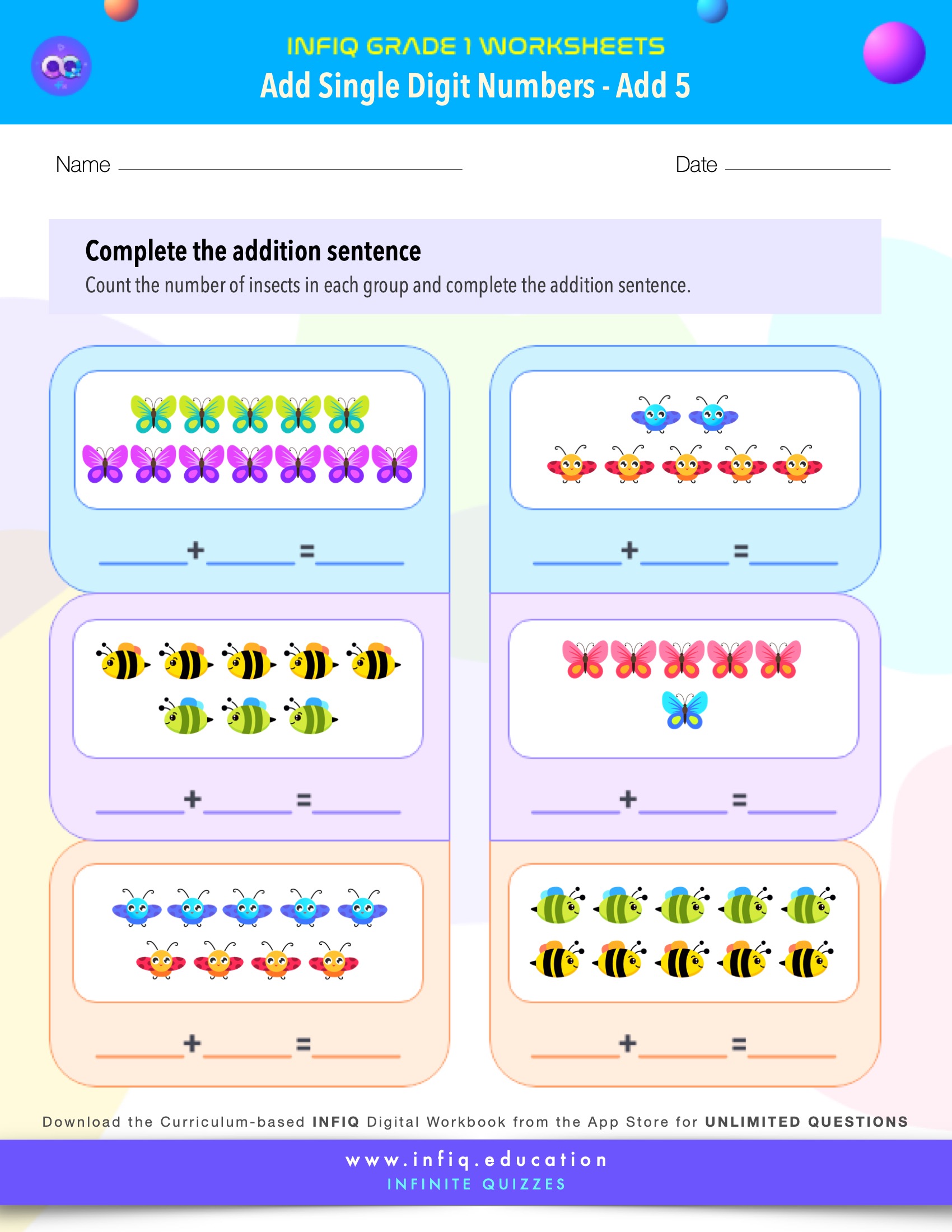 infiq-grade-1-math-worksheets-add-single-digit-numbers-add-5