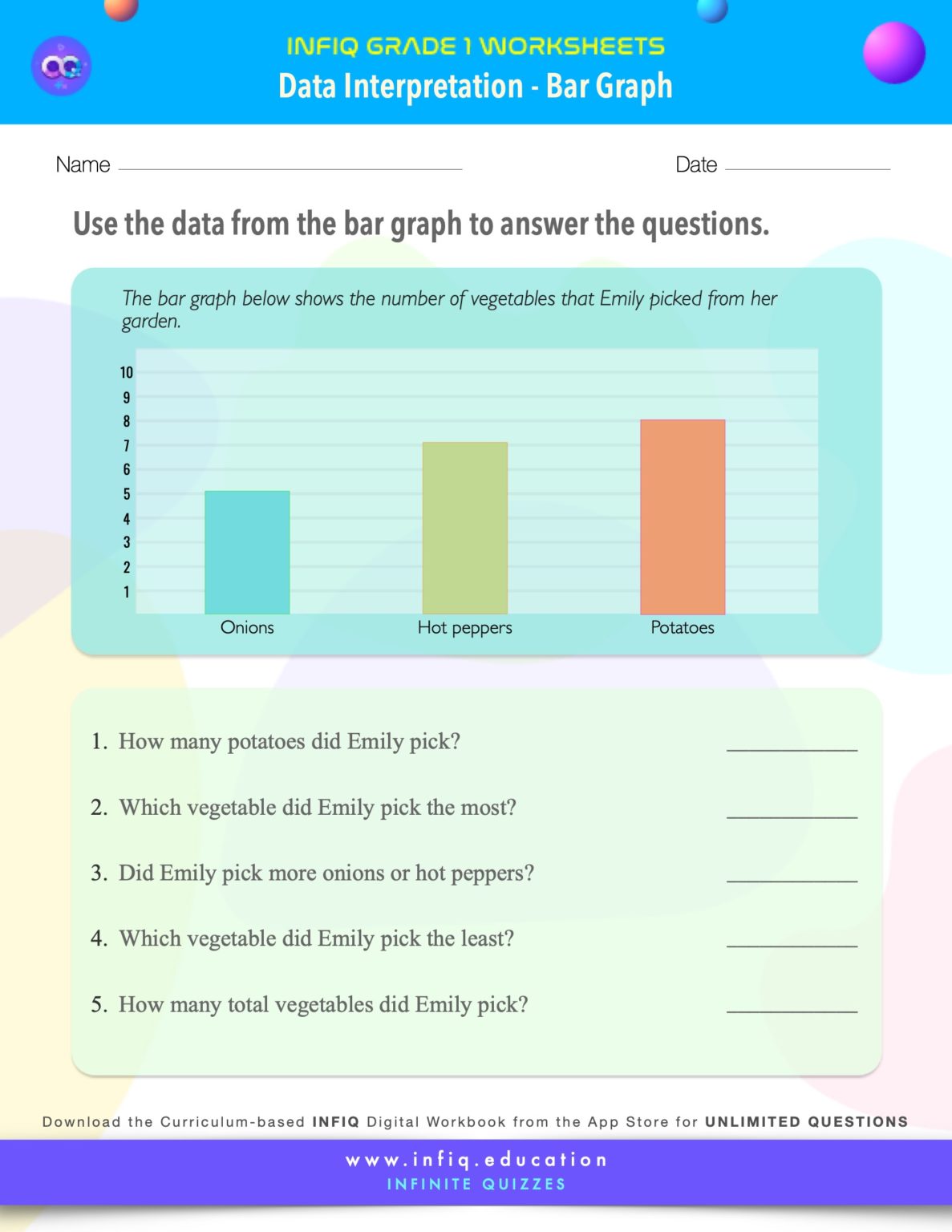 INFIQ | GRADE 1 Math Worksheets- Data Interpretation - Interpret Data ...