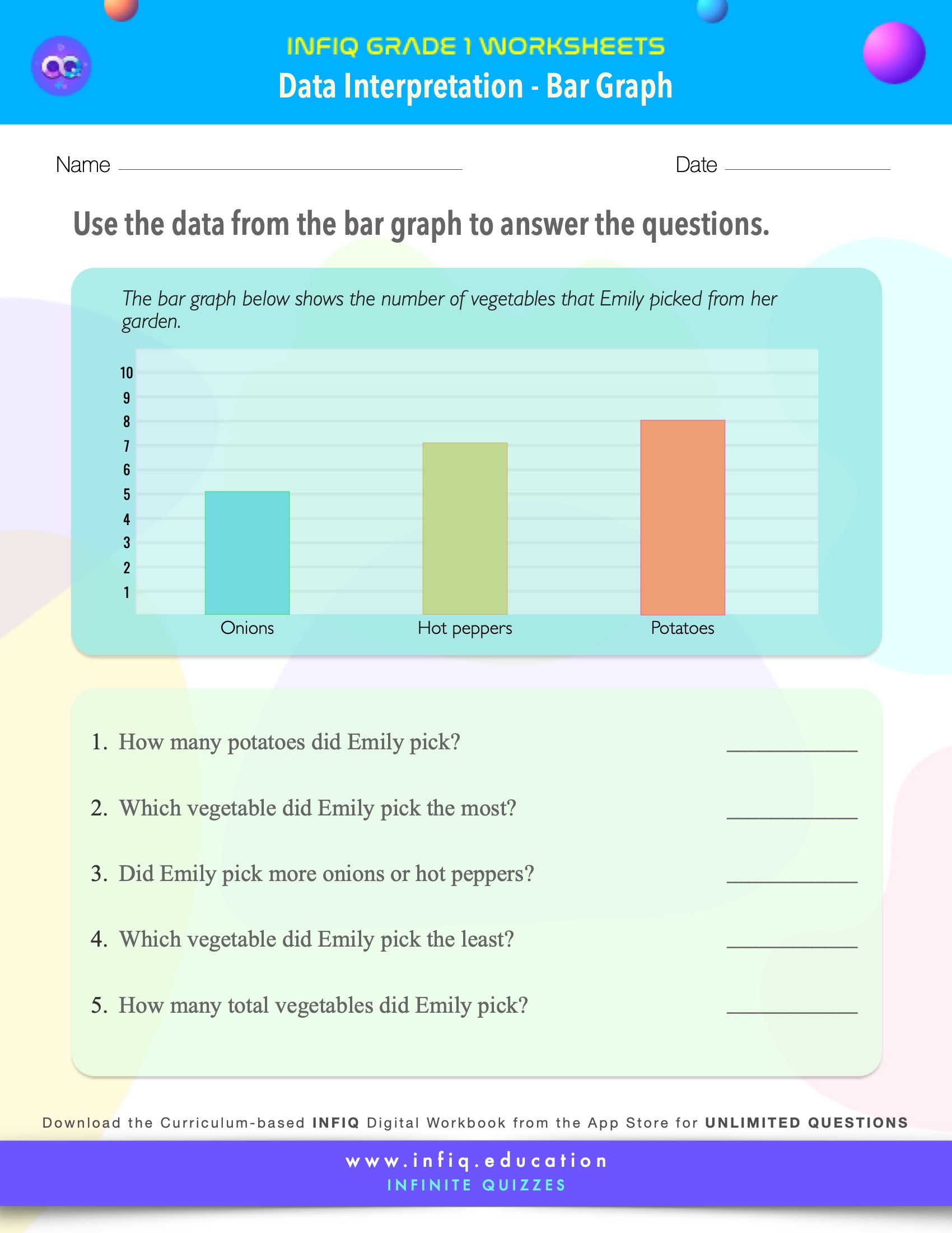 INFIQ | GRADE 1 Math Worksheets- Data Interpretation - Interpret Data ...